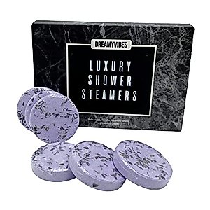 DreamyVibes Aromatherapy Shower Steamers - Pack of 6 Bath Bombs for Women - Lavender Essential Oils Scented Relaxing Shower Tablets Gift for Women and Men