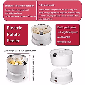 TINTAG Potato Peeler,Potato Peeling Machine,Fully Automatic Salad Rotator,One-Touch Start,Load-Bearing 1KG Potato Electric Peeling Machine,Peeling Tool for Kitchen,Home and Commercial