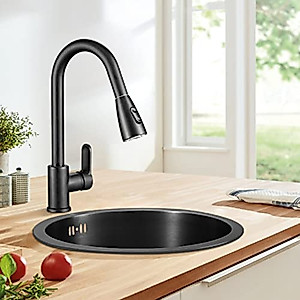 Stainless Steel Single Bowl Mini Round Kitchen Sink with Drain Accessories for Home Bar - Compact and Durable(black)