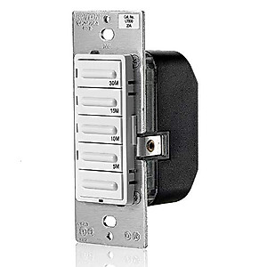 Leviton LTB30-1LZ Decora 1800W Incandescent/20A Resistive-Inductive 1HP Preset 5-10-15-30 Minute Countdown Timer Switch, White/Ivory/Light Almond Faceplates Included