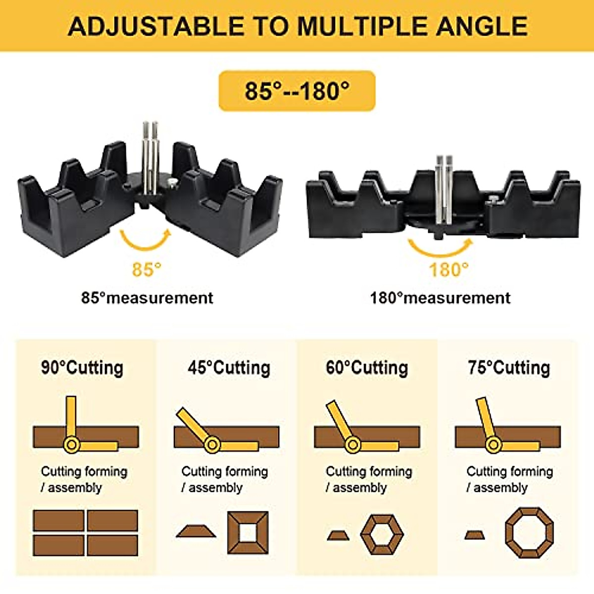 2-in-1 Mitre Measuring Cutting Tool 85°-180° Miter Angle Cutting Tool Miter Saw Protractor Measuring and Sawing Mitre Angles Cutting Tool for Woodworking Home Installation
