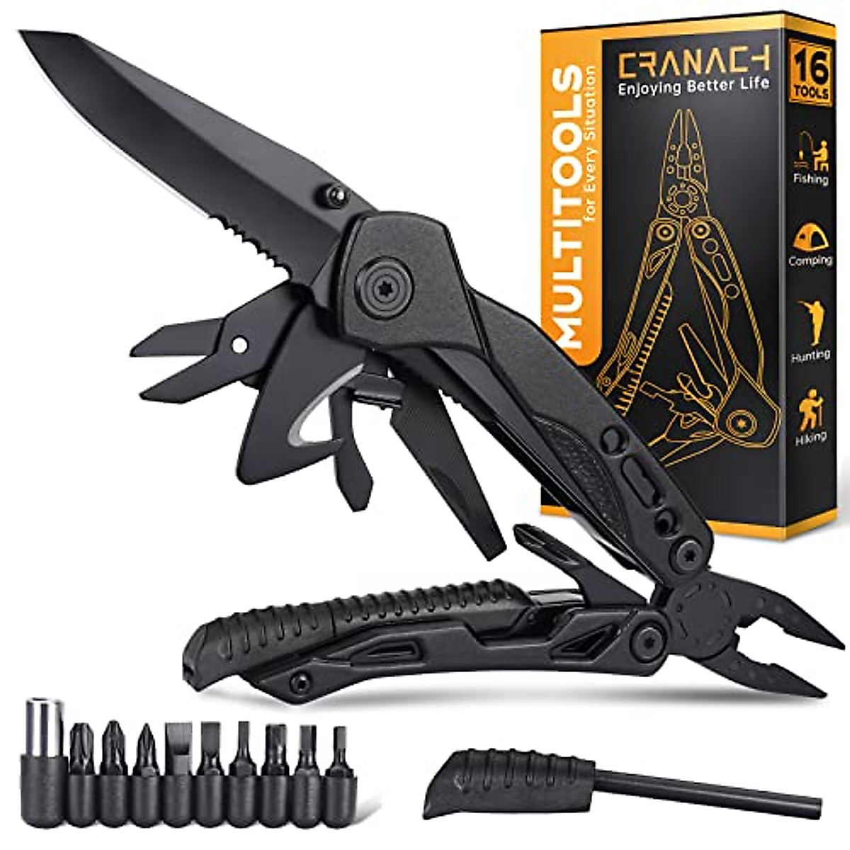 Father’s Day Gifts for Dad Men from Daughter Son, 16-in-1 Multitool Knife Plier Camping Accessories Pocket Multi Tools, Cool Gadgets Birthday for Him Husband Wife Who Have Everything Wants Nothing
