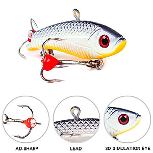 LOVEPET Ice Fishing Bait,Simulation Bait,Ice Hook,Three Hooks,Lures Bait,Fake Bait,Fishing Tackle,5cm, 20g/30g,8 Pcs
