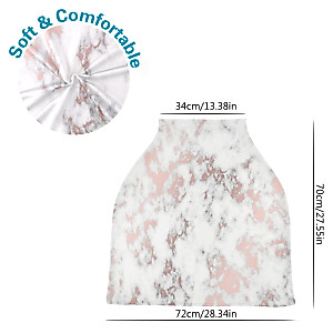 Rose Pink Gold Marble Baby Car Seat Covers Canopy Nursing Cover Breastfeeding Scarf Soft Breathable Stretchy Coverage Infant Stroller Cover Multi Use for Boys Girls Babies