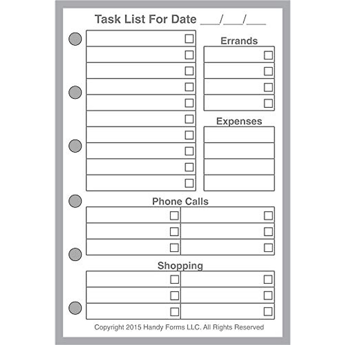 Pocket Size Daily Task Planner Insert, Sized and Punched for Pocket Notebook (3.25" x 4.75")