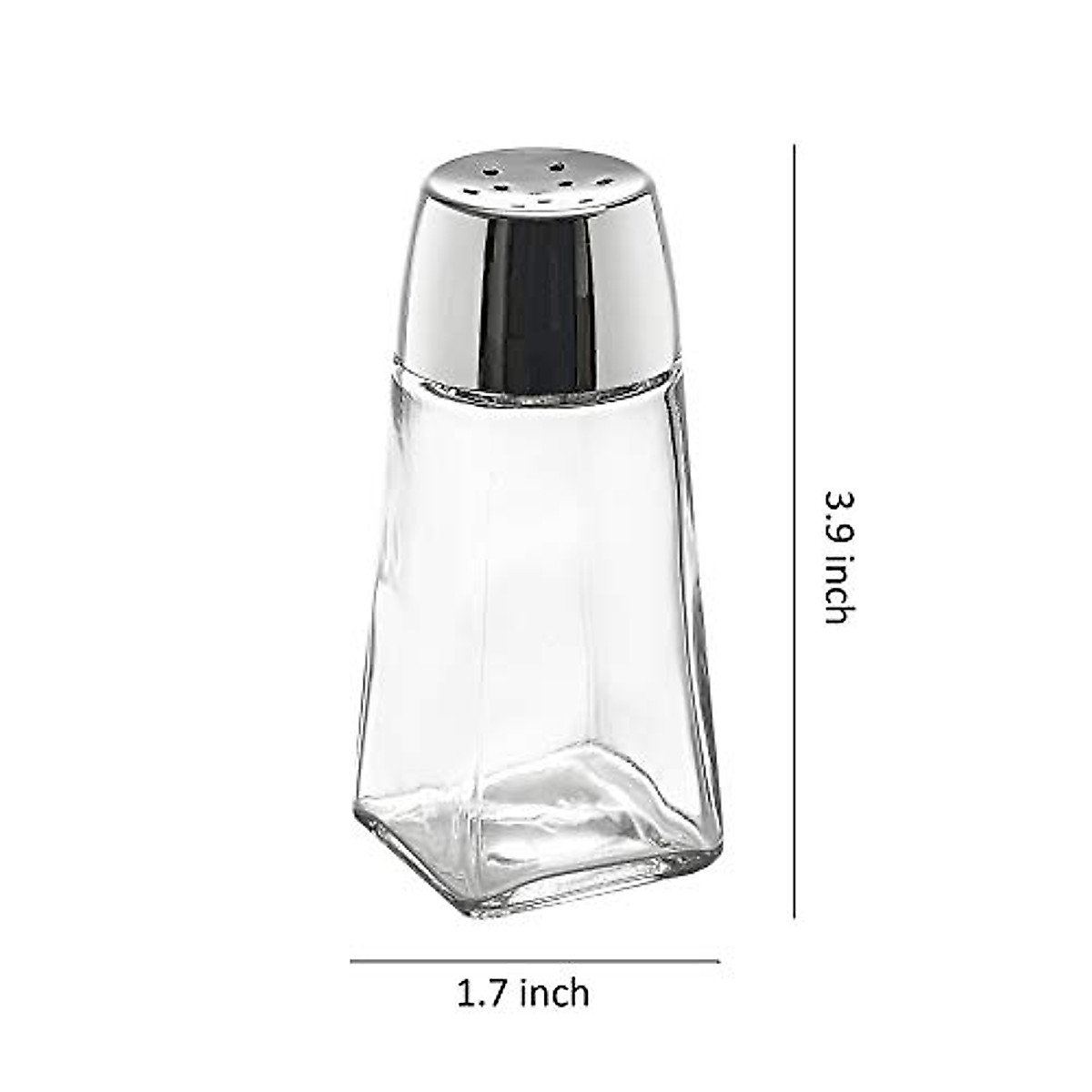 WHOLE HOUSEWARES | Stainless Steel Salt and Pepper Shakers Set | 12-Piece Pack | Pepper and Salt Shakers for Kitchen | Clear Glass Salt and Pepper Shakers