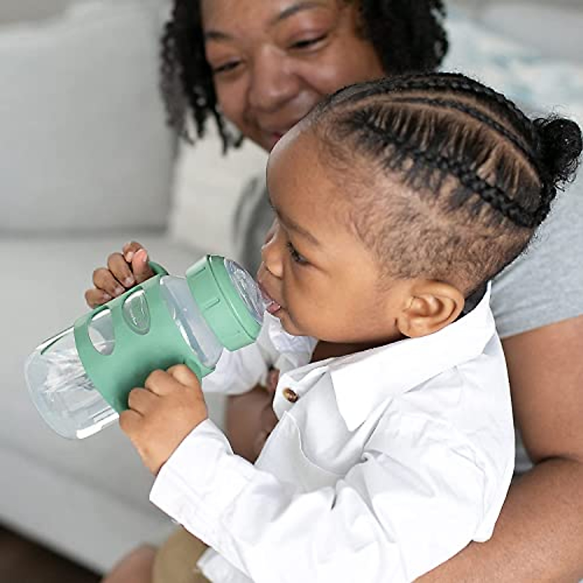 Dr. Brown’s® Milestones™ 100% Silicone Baby Bottle Handles, Wide-Neck, Light Blue, Green, Gray, 3 Pack, 4m+