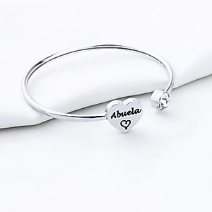 BEKECH Spanish Grandma Gift Best Abuela Ever Cuff Bracelet Mother’s Day Gift for Abuela from Grandson Granddaughter Family Abuela Gift (abuela)