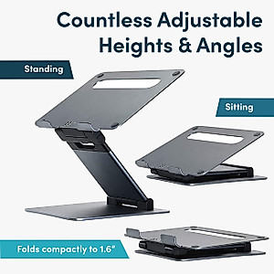 Ergonomic Laptop Stand For Desk, Adjustable Height Up To 20", Laptop Riser Computer Stand For Laptop, Portable Laptop Stands, Fits All MacBook, Laptops 10 15 17 Inches, Pulpit Laptop Holder Desk Stand