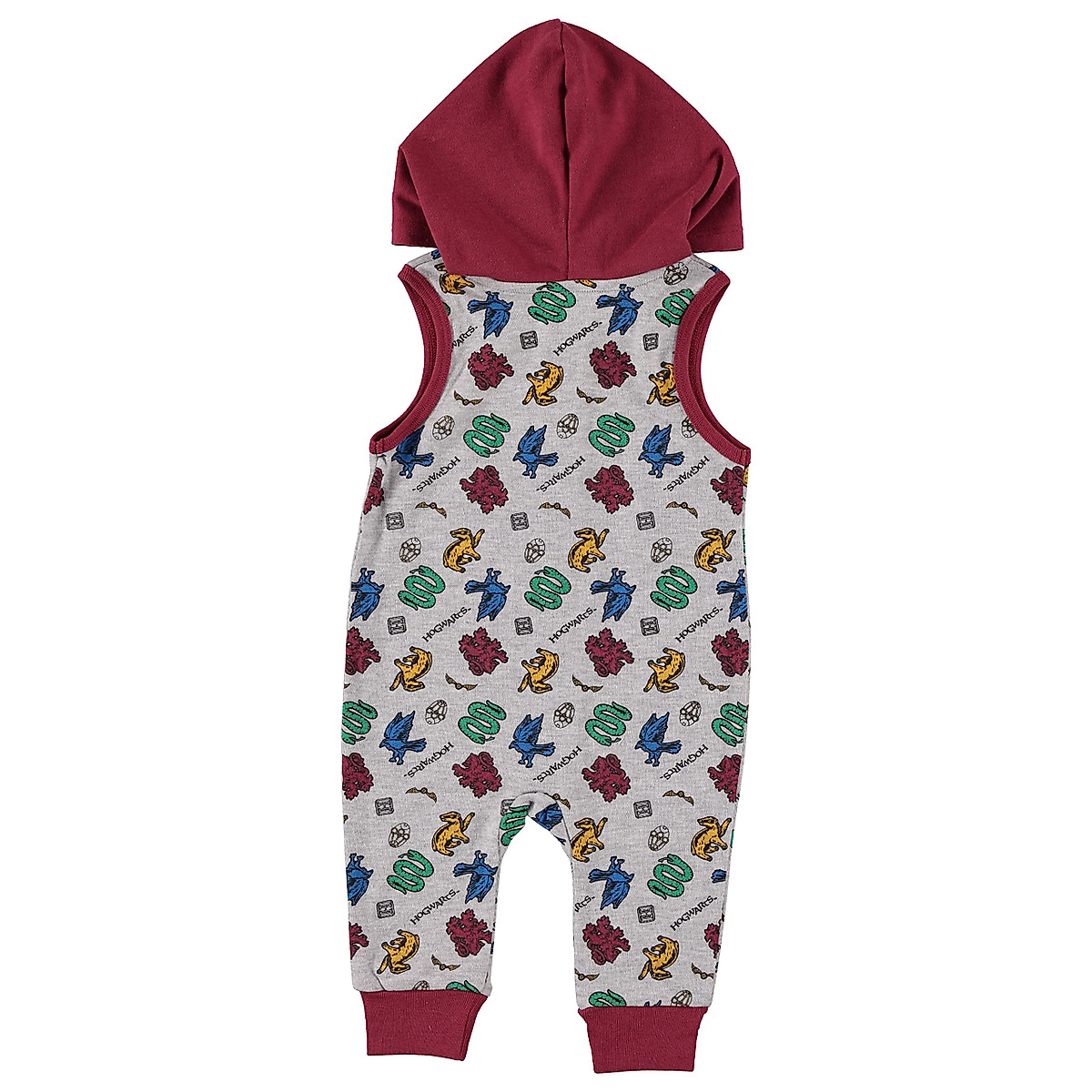 Harry Potter New Born Infant Baby Boys Sleeveless Hooded Romper Bodysuit (Grey/Red/Blue, 0-3 Months)