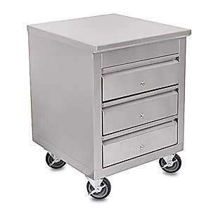 John Boos 4CD4-2724-CL Mobile Drawer Cabinet 24"W x 26-1/2"D x 33-3/4"H with 3 Tier 15" x 20" Drawers with Locks