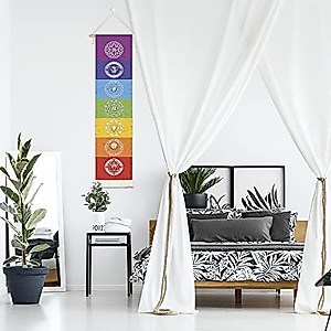 Hanging Poster Canvas Wall Art Banner For Meditation 7 Chakra Mandala Yoga Painting | Wall Hanging Yoga Tapestry Decoration With 1 Tassel Decor Tapestry Decoration For Meditation Studio Room