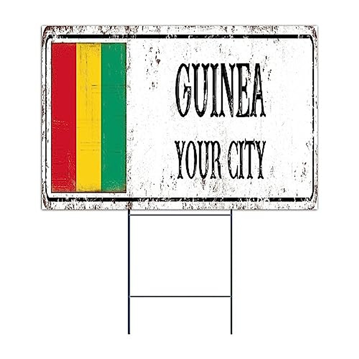 Guinea Yard Signs with Stakes 12x18 Inch International Bunting Banner Funny Yard Sign for House Rent Party Supplies Décor
