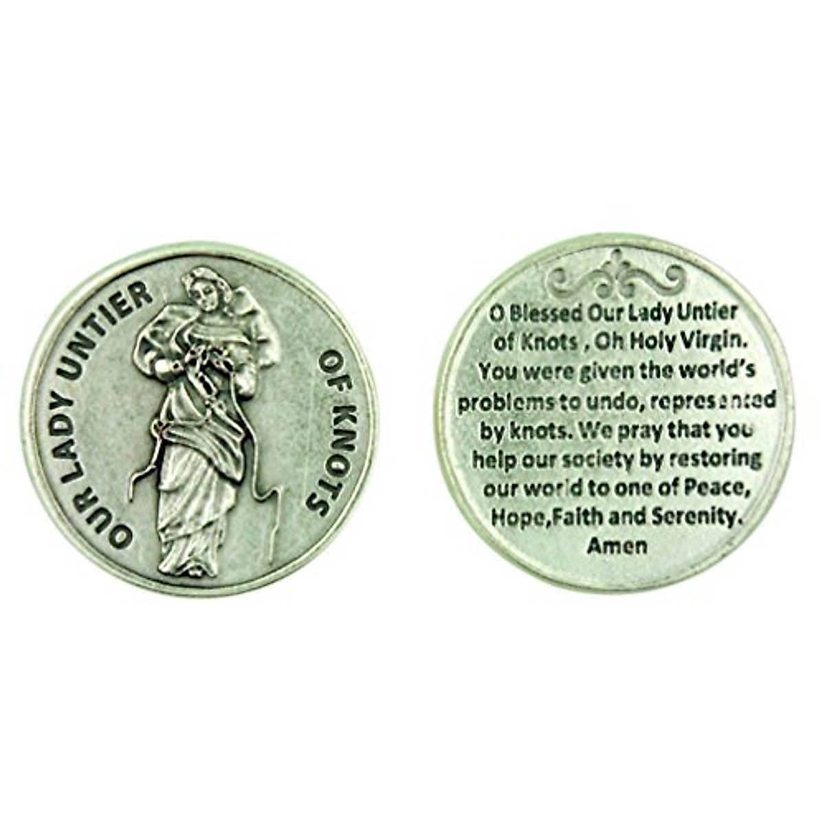 Lumen Mundi Blessed Virgin Mary Our Lady Untier of Knots Pocket Token with Prayer Back