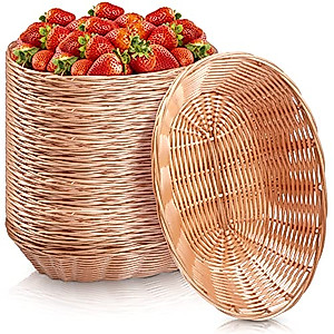 12 Pack Bulk Plastic Oval Basket Small Fruit Bread Basket Food Storage Basket Bin for Gifts Empty Home Kitchen Restaurant Food Serving Storage Display Decor