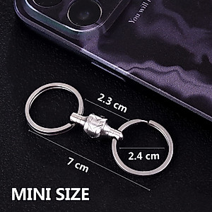 JEINAPA 316L Stainless Steel Quick Release Keychain, Pull Apart Detachable Double-End Swivel Keychain Heavy Duty Car Key Holder with 2 Key Rings (Tire-Shape)