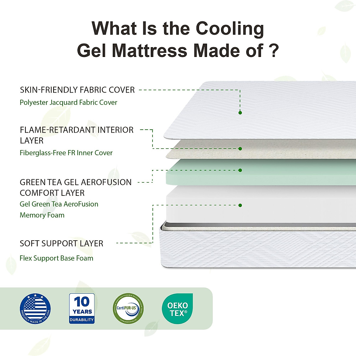 Emerspring 6" Twin Cooling Gel Memory Foam Mattress with Removable Washable Cover, Medium Firm, Bed in a Box, CertiPUR-US Certified, Made in USA, Apartment Essential