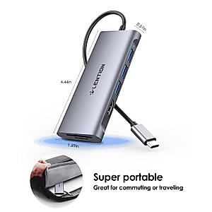 LENTION USB C Hub with 4K HDMI, 3 USB 3.0, SD/Micro SD 3.0 Card Reader, Compatible 2023-2016 MacBook Pro, New Mac Air/Surface, Chromebook, iPhone15 or More, Stable Driver Adapter (C34, Space Gray)