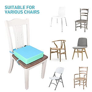 Toddler Booster Seat for Dining Table, Double Safe Adjustable Straps Portable Booster Seat Dining Table, PU Washable Kids Booster Seats, Portable Travel Increasing Cushion Booster Seat (Blue)