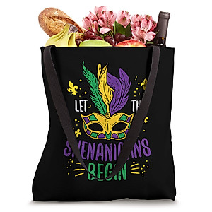 Let The Shenanigans Begin Jester Funny Mardi Gras Carnival Tote Bag