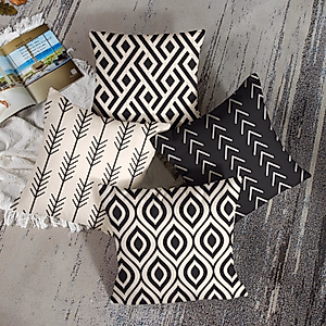 Sanwarm Throw Pillow Covers Home Decor Set of 4 Camouflage Dot Abstract Paint Black Pillow Cases Decorative 18 x 18 Inches Outdoor Cushion Couch Sofa Pillowcases