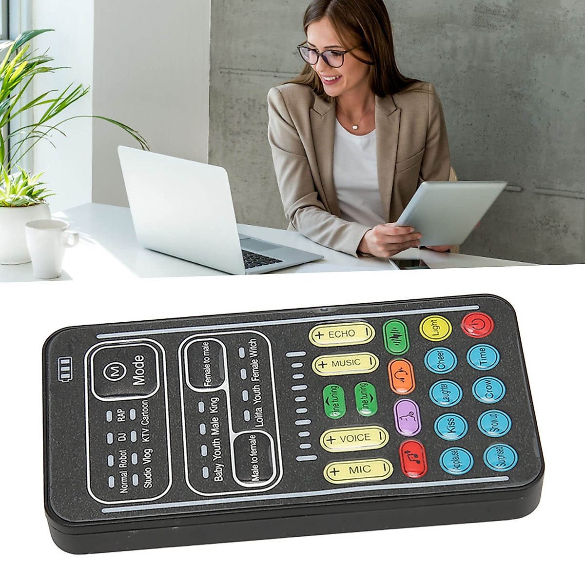 Voice Changer, Portable Voice Modulator Handheld Sound Card withSound Multifunctional Effects Machine for , for PS5, for ONE, for Switch, PC and for PUGB Gaming