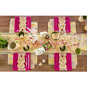 Boston International Serving Plate Easter Ceramic Tableware, 4.75 x 8-Inches, Bunny Flower Crown