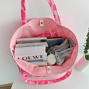 Leopard Shoulder Bag Canvas Beach Bag Fashion Casual Pink Leopard Print tote Bag for Women (Shoulder bag)