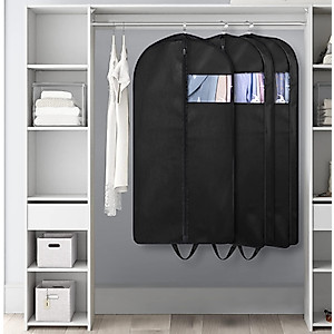 KIMBORA 43" Suit Bags for Closet Storage and Travel, Gusseted Hanging Garment Bags for Men Suit Cover With Handles for Clothes, Coats, Jackets, Shirts（3 Packs）