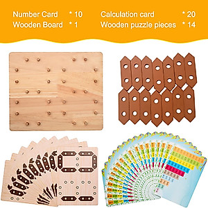 ThinkMax Wooden Number Puzzles, Number Peg Boards for Toddlers, Preschool Education Math Stacking Block, Christmas and Birthday Gifts for Boys Girls