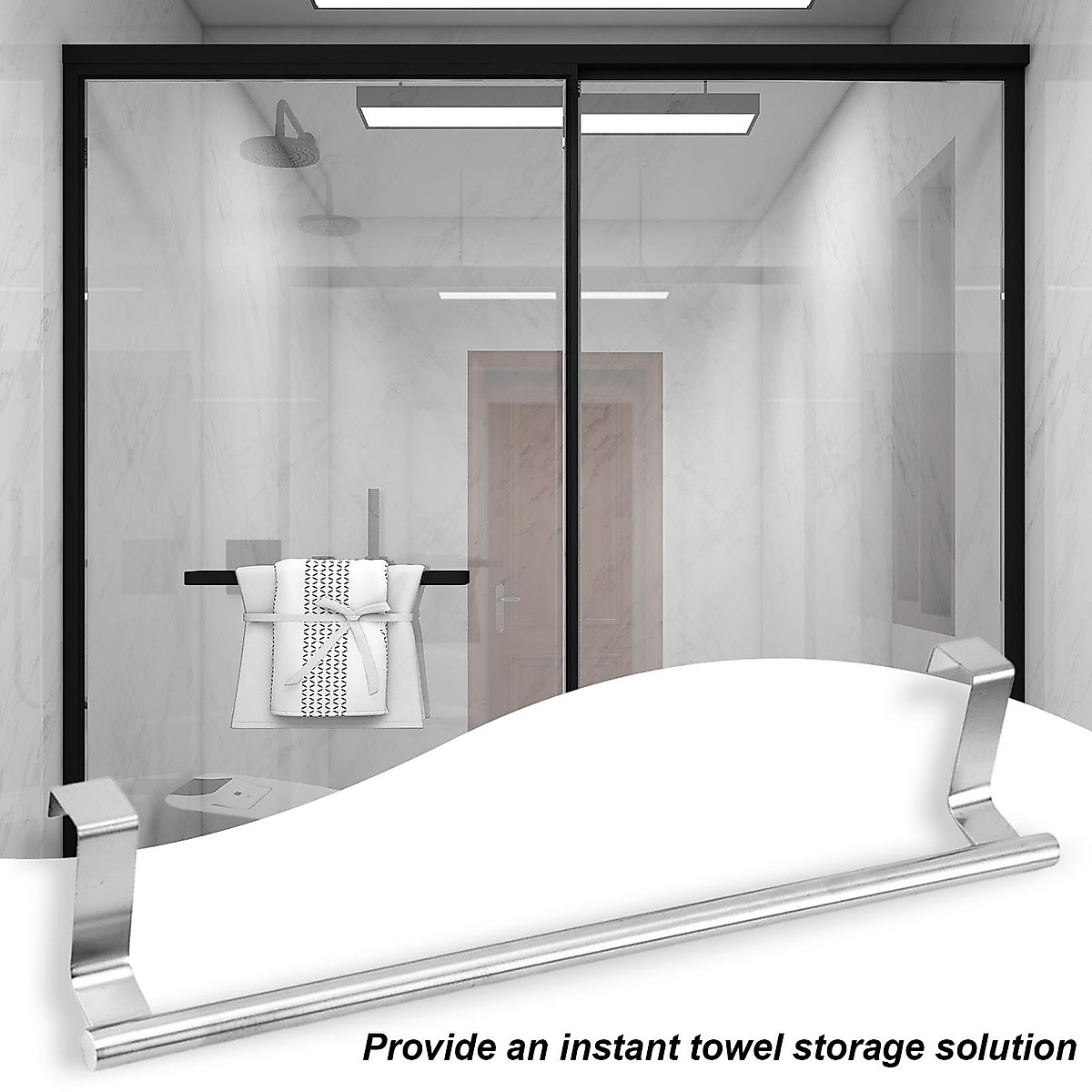 Towel Hanger for Door - Over The Door Stainless Steel Towel Rack, Kitchen Over Door Towel Rack | Space-Saving Bathroom Towel Bar, Rustproof Towel Rack for Garage, Apartments