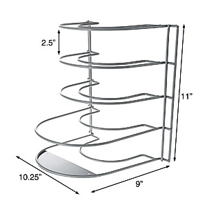 Kitchen Cabinet Pot, Pan and Lid Organizer and Holder- Iron Storage Pantry Rack Shelf for Pots and Pans, Houseware, Bakeware and More by Lavish Home