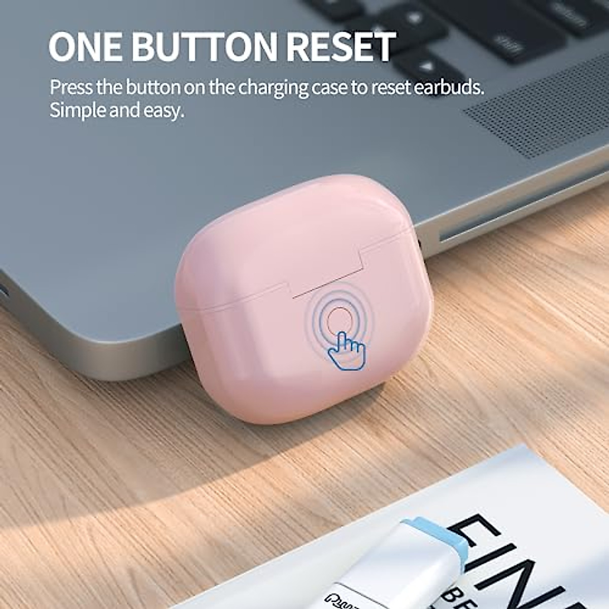 Bluetooth Earbuds, Wireless Earbuds Crystal-Clear Calls with 4 Mic, Bluetooth 5.3 High-Fidelity Stereo Earphones IPX7 Waterproof Half in-Ear Earbuds Headphones for Working Sports