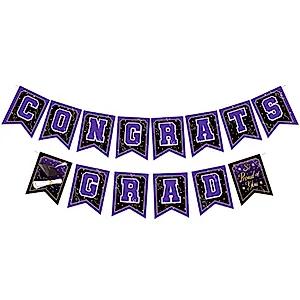 Treasures Gifted Purple Graduation Banner 2023 - Graduation Party Supplies - Graduation Decorations Class of 2023 - Graduation Party Supplies - Congratulations Banner Purple - Congrats Grad Banner
