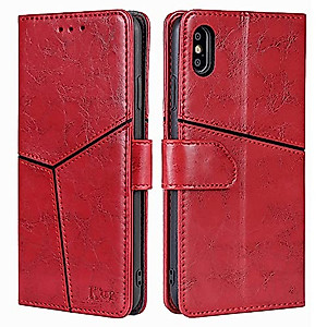 Fansipro Wallet Folio Case for Oppo Reno 2 F, Premium PU Leather Slim Fit Cover for Reno 2 F, 3 Card Slots, Good Design, Red