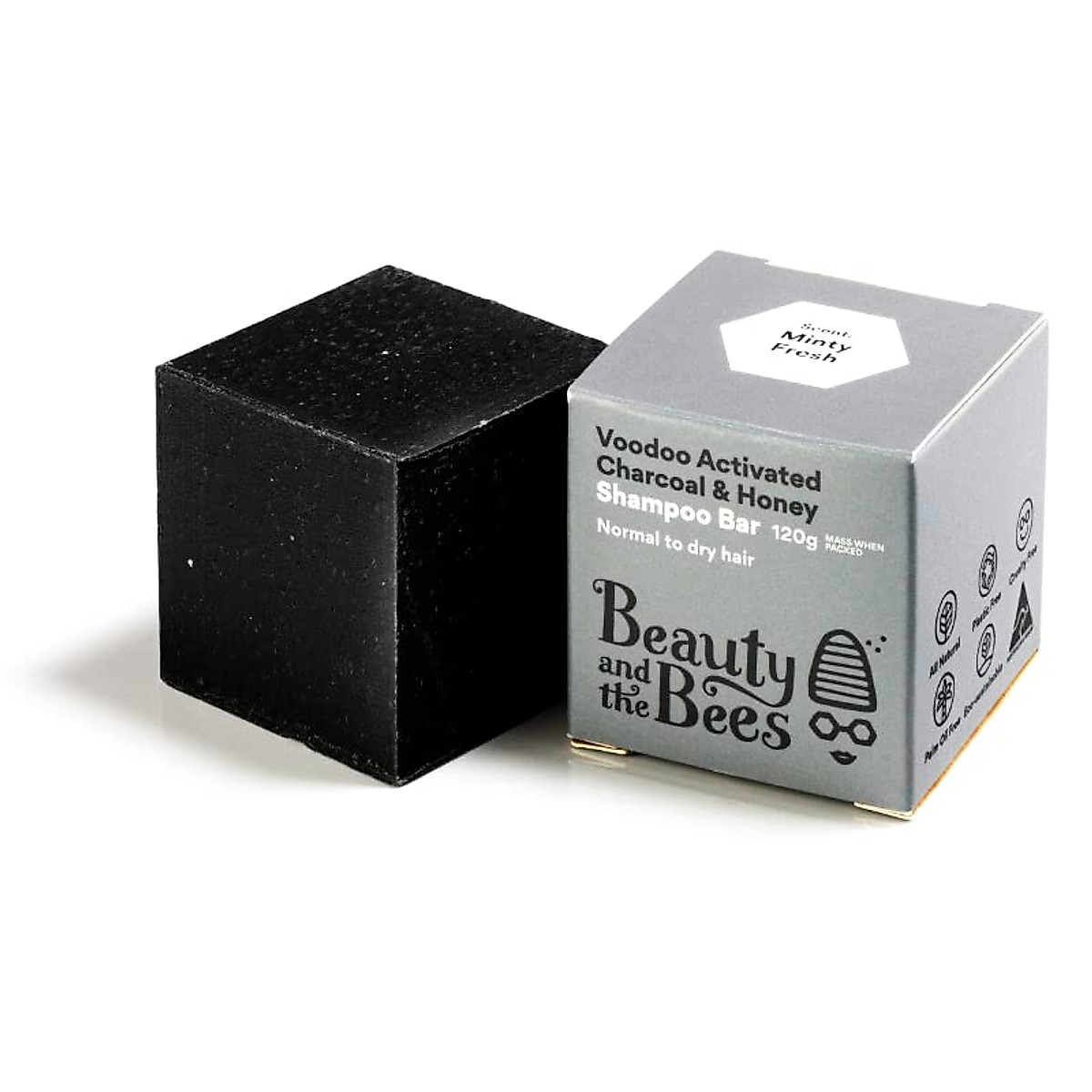 Beauty and the Bees Voodoo Activated Charcoal & Honey Shampoo Bar - Normal to Dry Hair - 100% Natural Organic Ingredients Sulfate Free & Eco-Friendly from Tasmania Australia