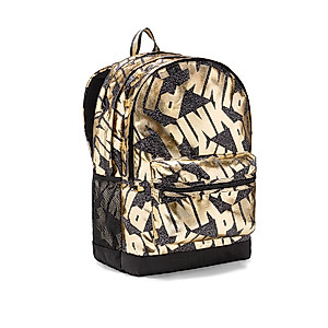 Victoria's Secret Pink Campus Backpack Black Gold Pink Letters