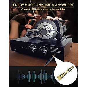 bestune 5Pcs Gold Plated Stereo Phone Screw-On Adapter 6.35mm (1/4 Inch) Male to 3.5mm (1/8 Inch) Female Audio Adapter