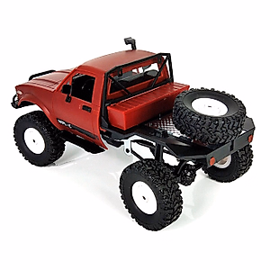 YIKESHU RC Truck Remote Control Rock Crawler Off-Road Racing Vehicles 1:16 2.4G 2CH 4WD Offroad RC Crawler Kids Toy Climb Semi Truck RTR Trailer LED Lights Red (WPL-C14)