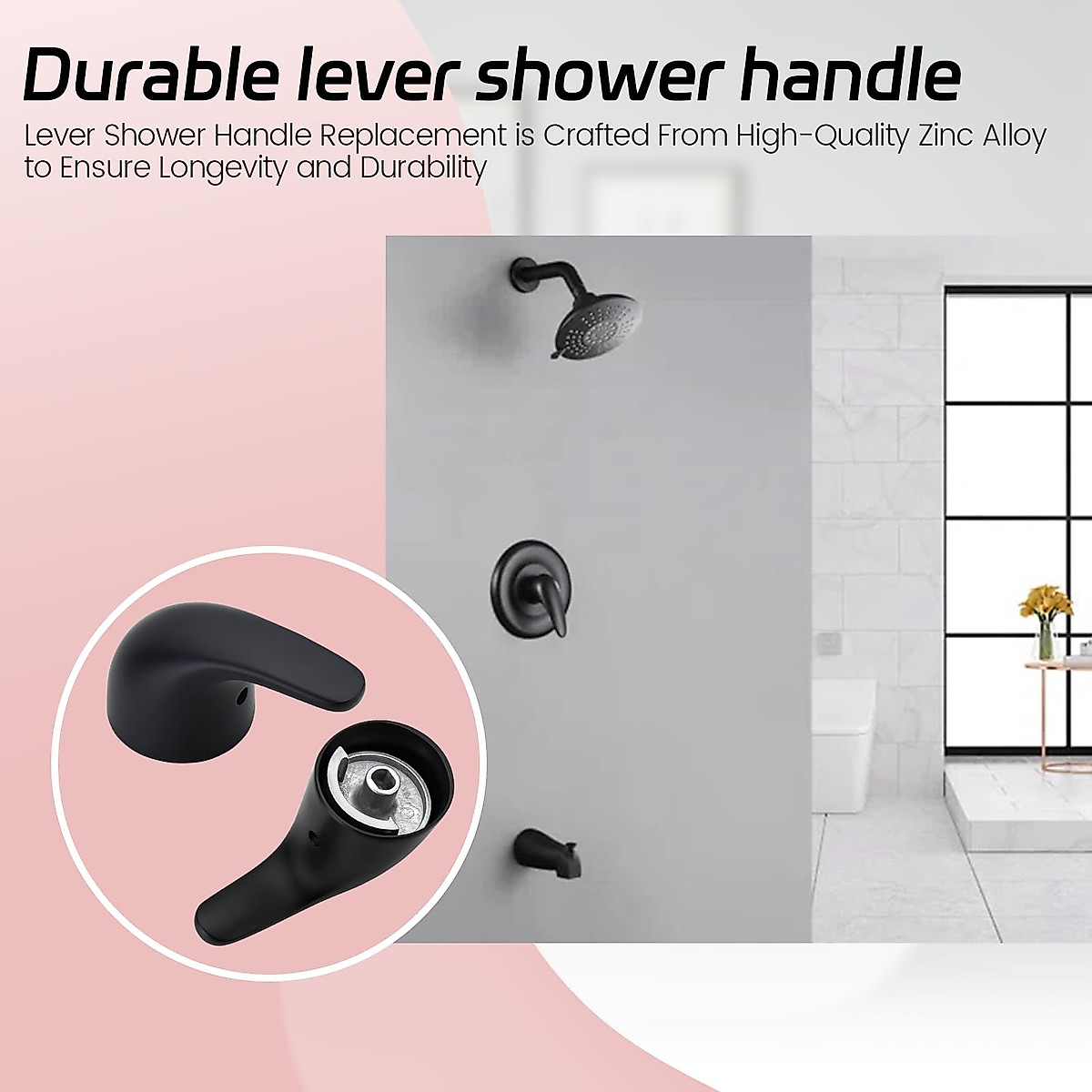 Replacement for Moen 100657 & 100224 & 179100 Lever Shower Handle, Universal Shower Handle Replacement Compatible with Moen PosiTemp & Moentrol Valve Systems, Matte Black