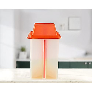 HOME-X Pickle Storage Container, Straining Pickle Jar, Filter Insert, Sieve Food Saver Container, 7 ½” L x 4 ¼” W x 4 ¼” H, Orange