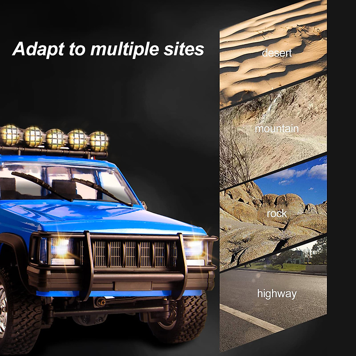 Goolsky RC Rock Crawler, 1:12 Scale Remote Control Car, 4WD Off Road RC Truck, 2.4Ghz All Terrains Climbing Vehicle, RC Car with LED Lights for Kids and Adults, Include 2 Batteries (Silver)