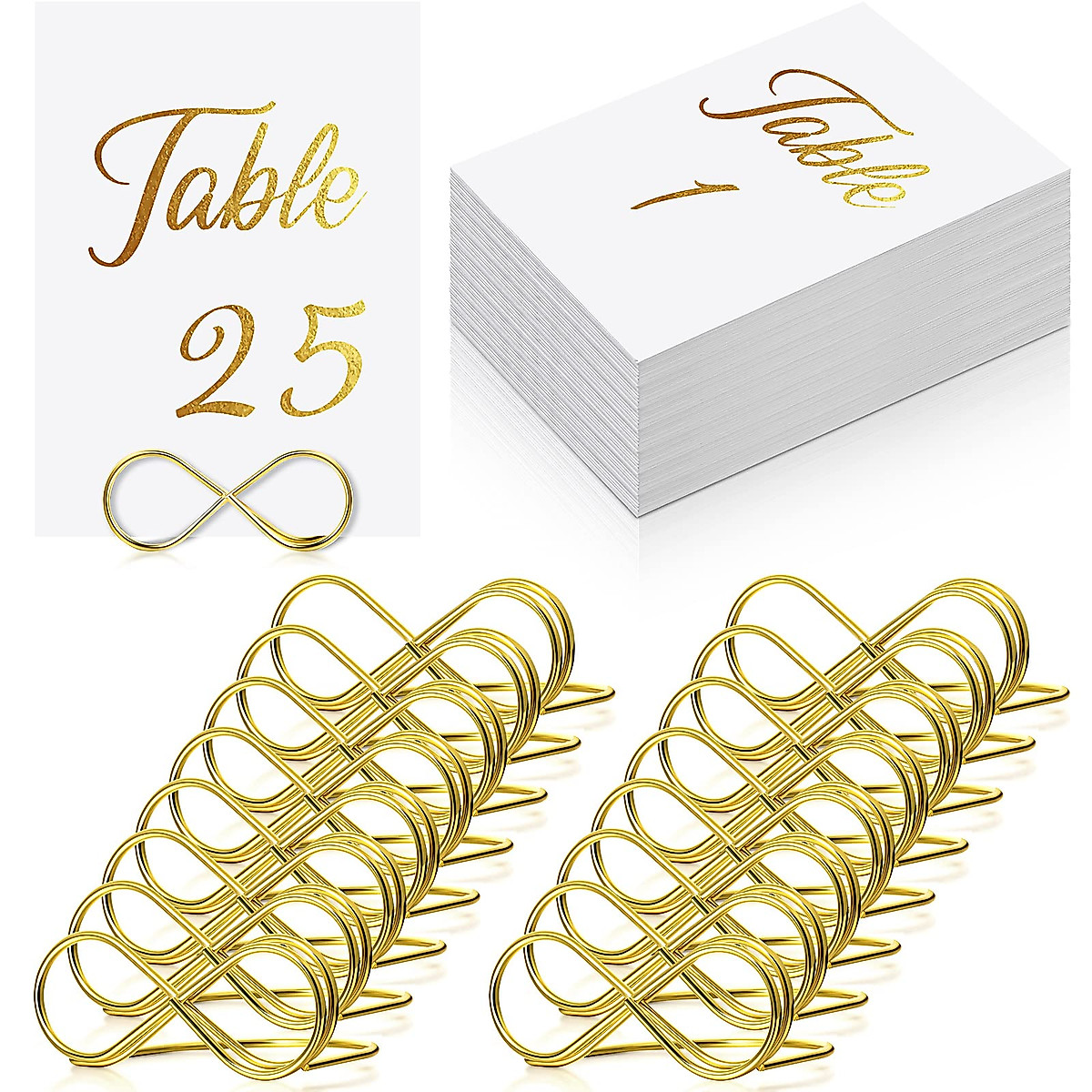 52 Pcs Table Number Sign, 26 Gold Table Numbers Holder Stands, 26 Wedding Table Numbers with Head Table Seating Labels Place Card Holder for Wedding Reception Name Cards for Table Setting