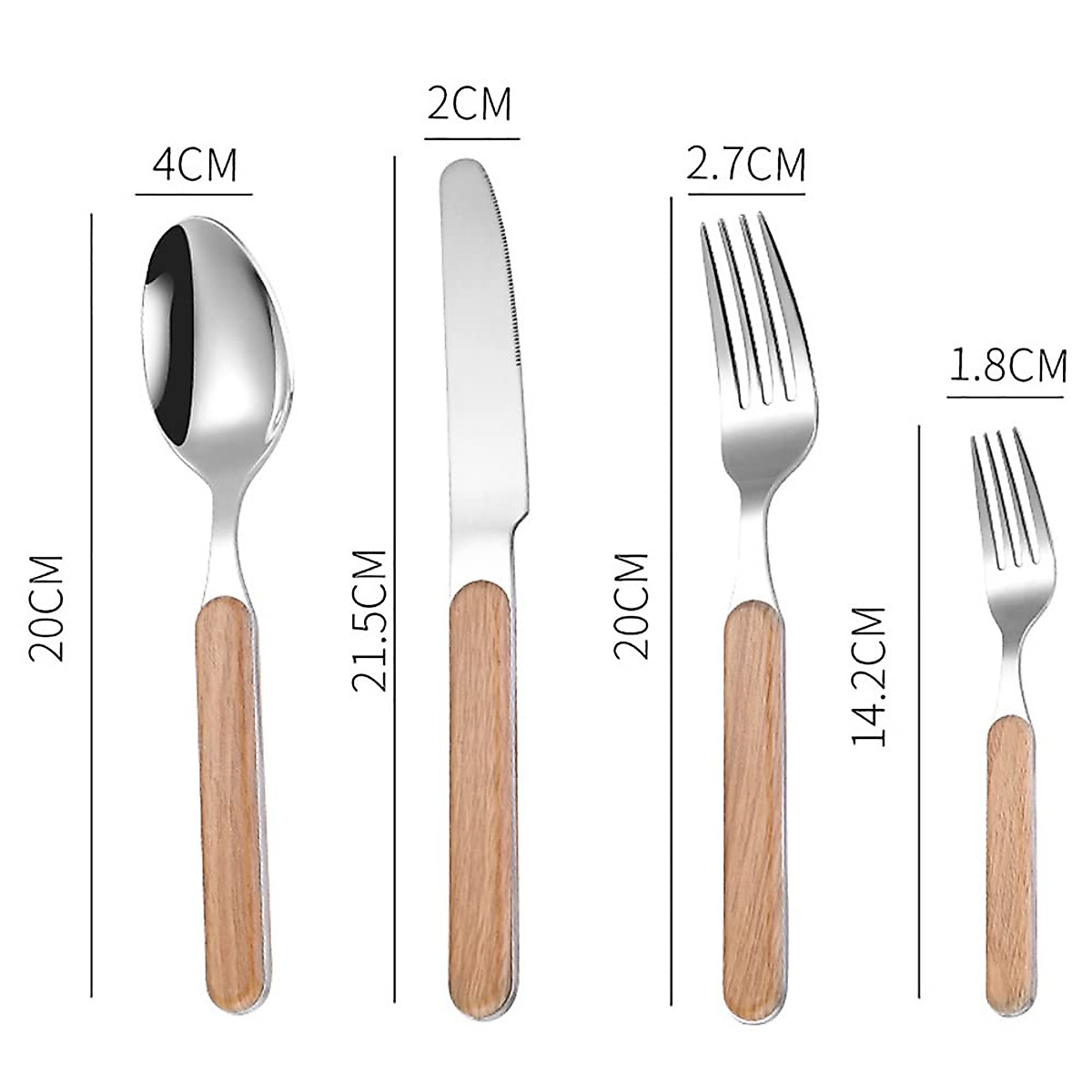 Silverware Set for 6 with Faux Wooden Handle 30-Piece Modern Stainless Steel Flatware Cutlery Set Includes Knife Fork Spoon, Eating Utensil for Home Kitchen Restaurant Mirror Polished