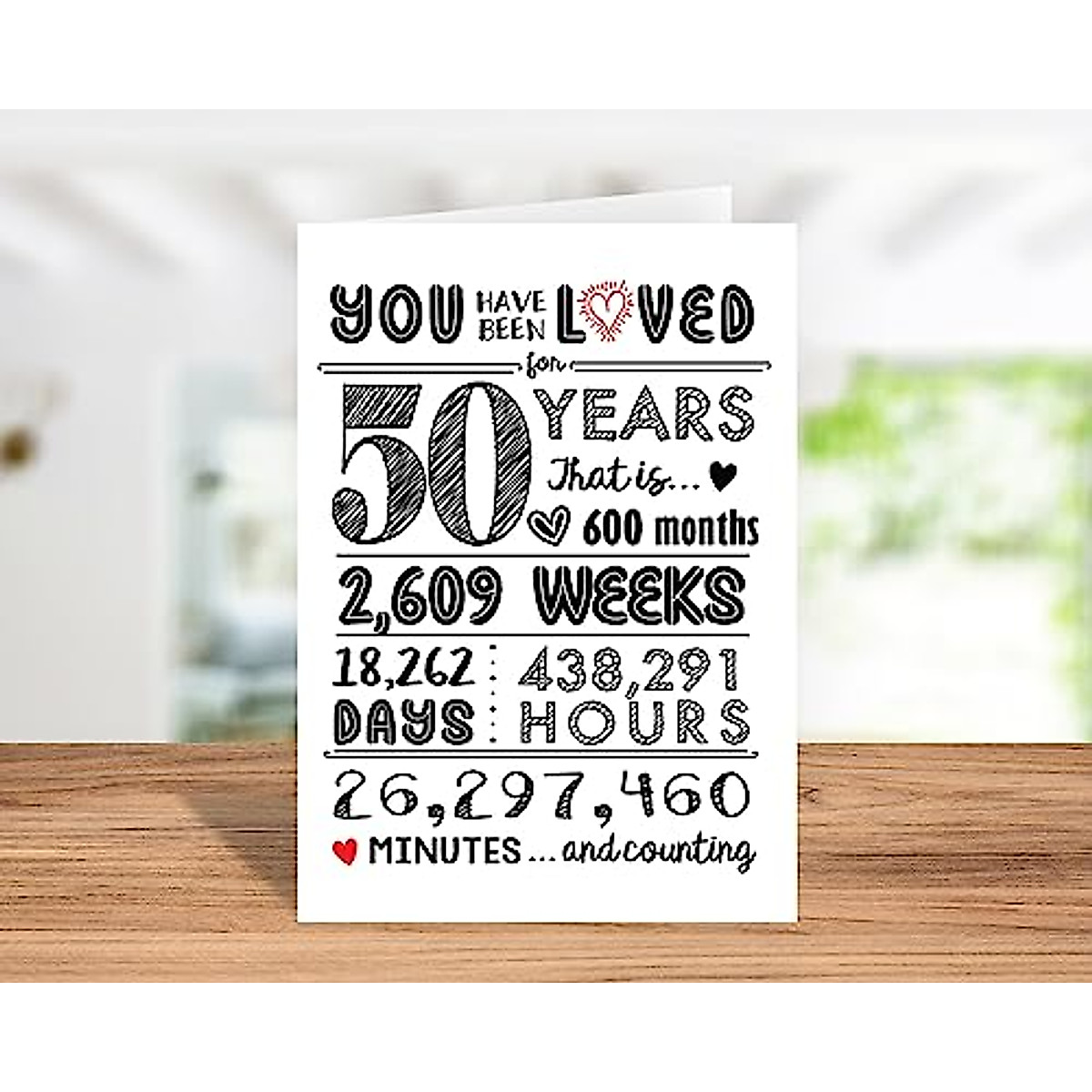 Katie Doodle 50th Birthday Card - Super Cute 50th Birthday Decorations, 50th Birthday Gifts for Women, 50th Anniversary Decorations, 50th Birthday Gifts for Men - Includes 50 Years Card & Envelope