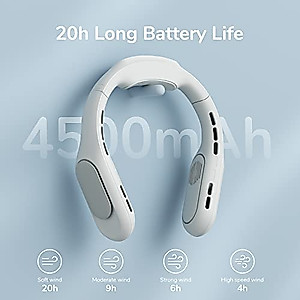 JISULIFE Portable Ultimate Bladeless Neck Fan, 【3+1 Speeds】 Rechargeable Personal Fan for Neck with Multi Motors, USB Wearable Fan for Outdoor, Home, Office, with Silicone Neck Brace - Space Grey