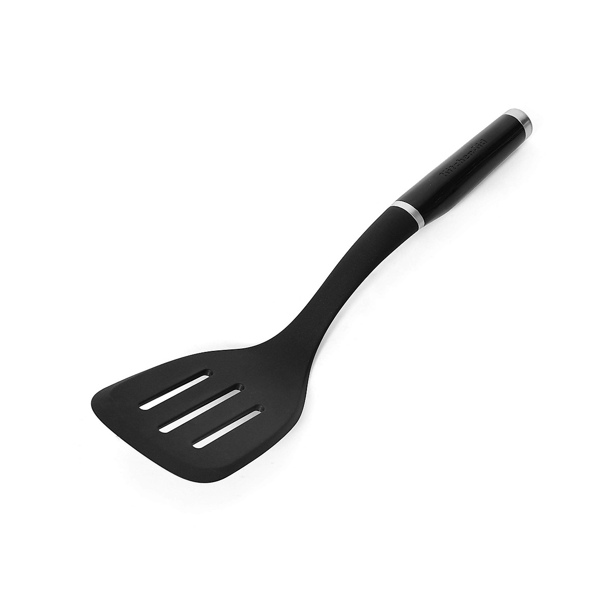 KitchenAid Classic Slotted Turner, One Size, Black 2, 13.66-Inch & KE001OHOBA Classic Solid Turner, One Size, Black 2