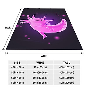 Axolotl Blanket Cute Pink Axolotl Fish Blanket Throw Bedding Room Decor Flannel Blankets for Boys Girls for Sofa Couch Living Room Bed Camping Travel 60"x50" Axolotl Decor Stickers Black Background