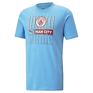 PUMA - Mens MCFC Ftblcore T-Shirt, Color Team Light Blue/Intense Red, Size: Large
