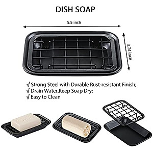 White Mason Jar Bathroom Accessories Set (6PCS) - Lotion Soap Dispenser,Toothbrush Holder,2 Apothecary Jars, Soap Dish Tray,Storage Organizer Basket Bin - Rustic Farmhouse Decoration (Black)